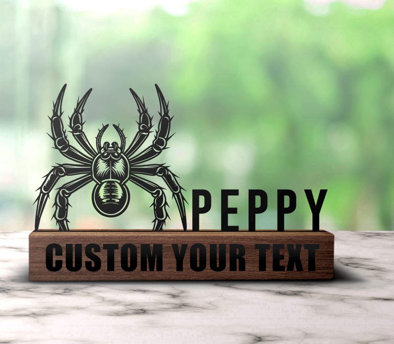 Custom Spider Desk Name Plate Wedge Personalized Araneae Nameplate ...