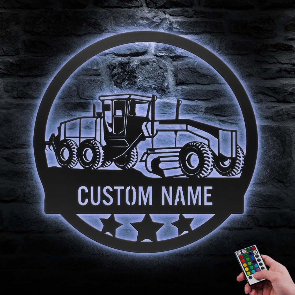 Custom Road Grader Metal Wall Art LED Light Personalized Heavy ...