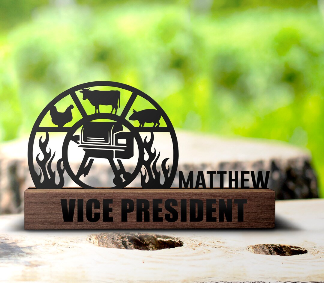 Custom Grill Desk Name Plate Wedge Personalized Barbecue Nameplate ...
