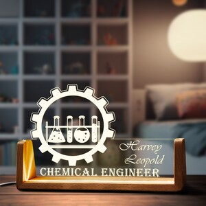 Custom Chemical Engineer Desk Name Plate Personalized Engineering LED ...