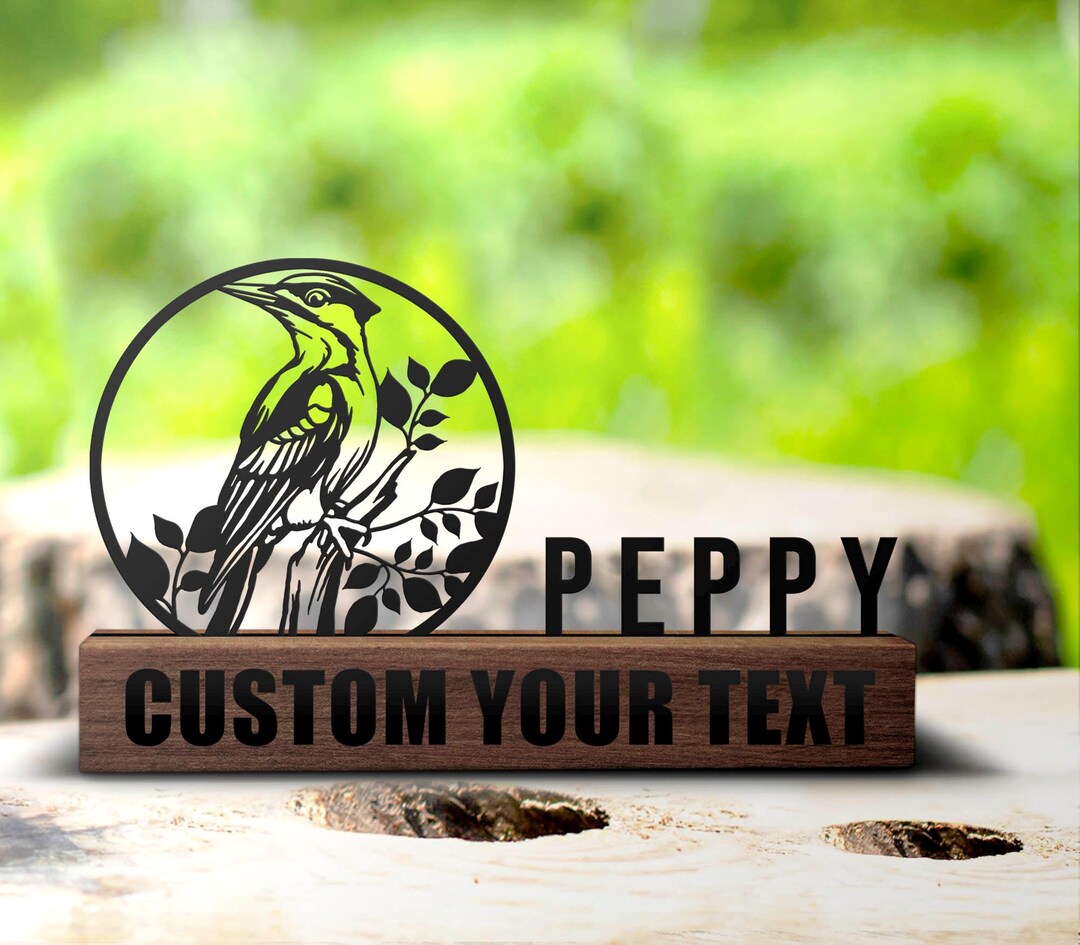 Custom Woodpecker Desk Name Plate Wedge Personalized Woodpecker Bird ...