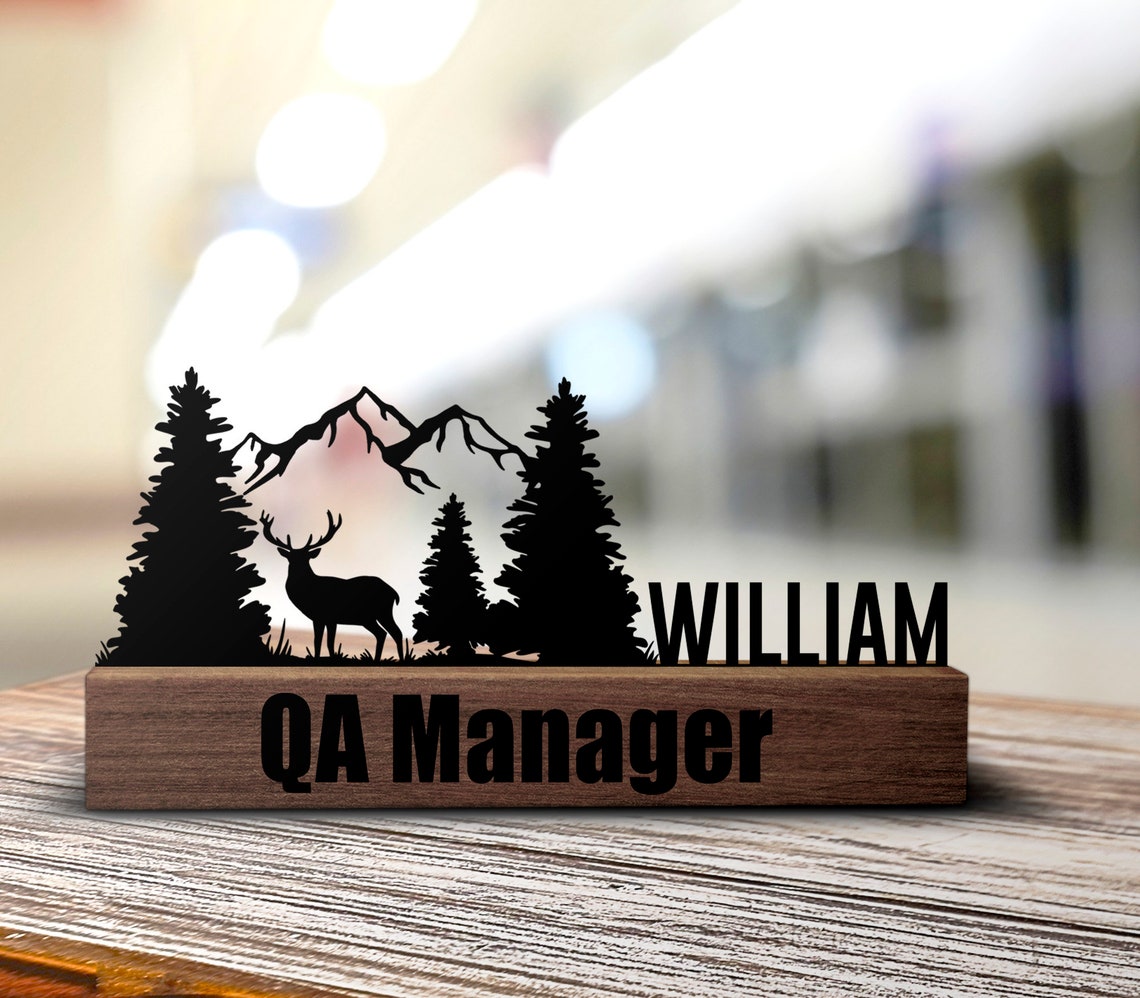 Custom Deer Hunting Desk Name Plate Wedge Personalized Hunter Nameplate ...