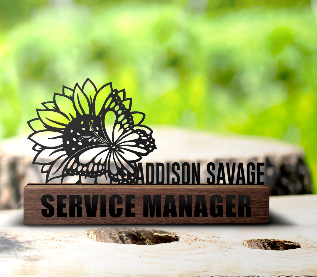 Custom Butterfly Desk Name Plate Wedge, Personalized Nameplate ...