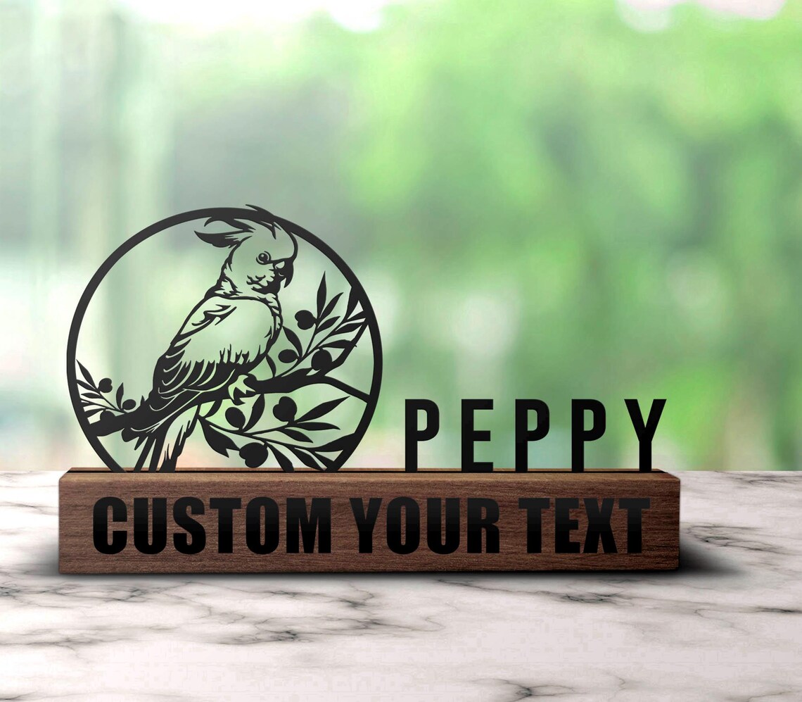 Custom Cockatoo Bird Desk Name Plate Wedge Personalized Parrot ...