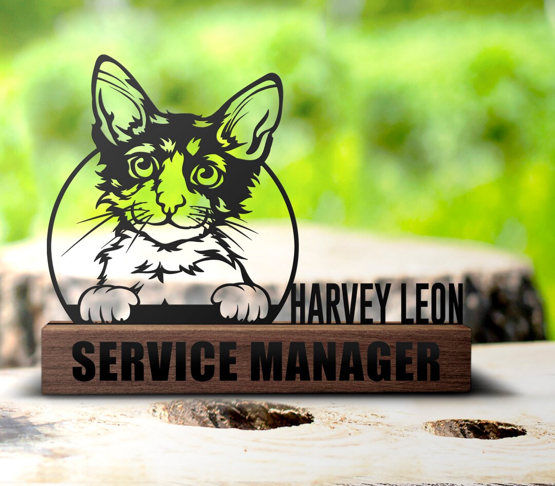 Custom Cute Cat Desk Name Plate Wedge Personalized Funny Kitten ...