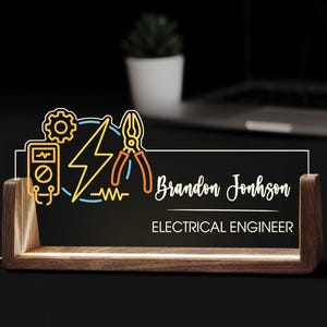 Custom Electrical Engineer Desk Name Plate Personalized Electrician ...