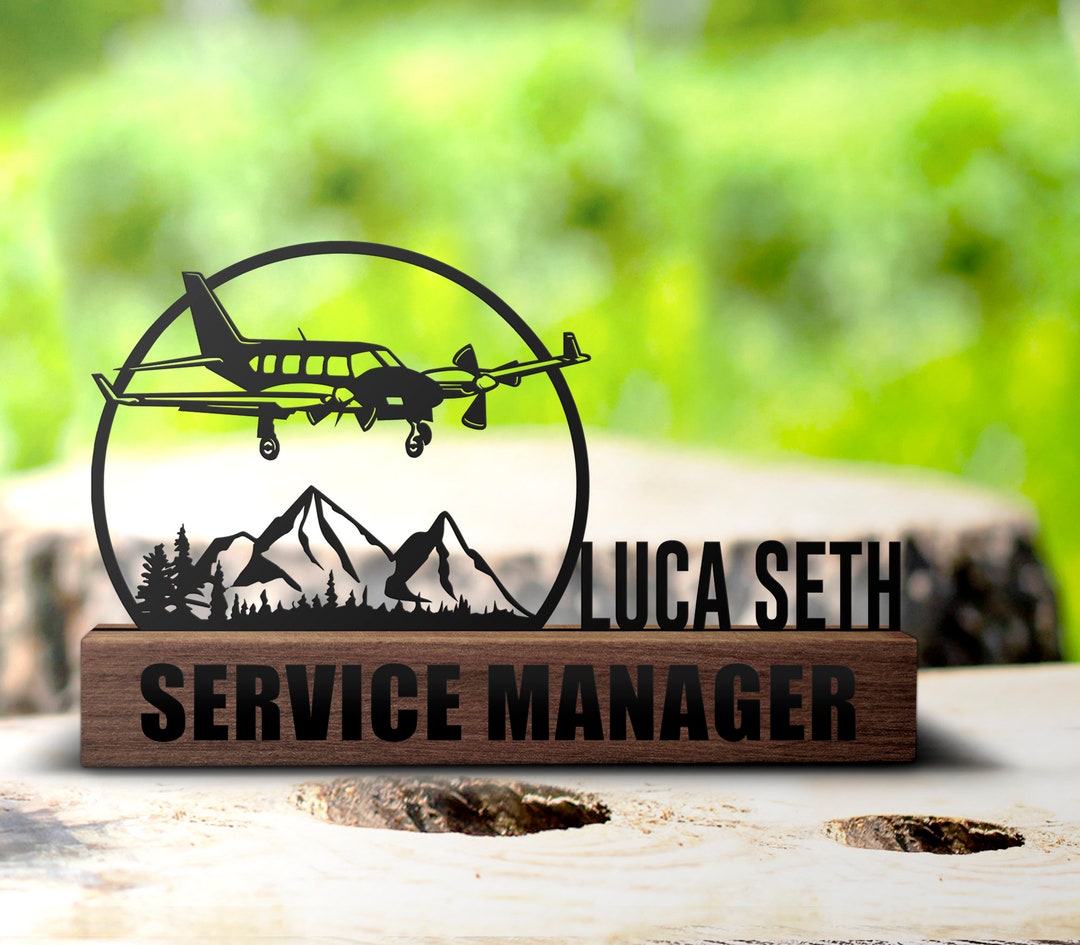 Custom Airplane Desk Name Plate Wedge Personalized Pilot Nameplate ...