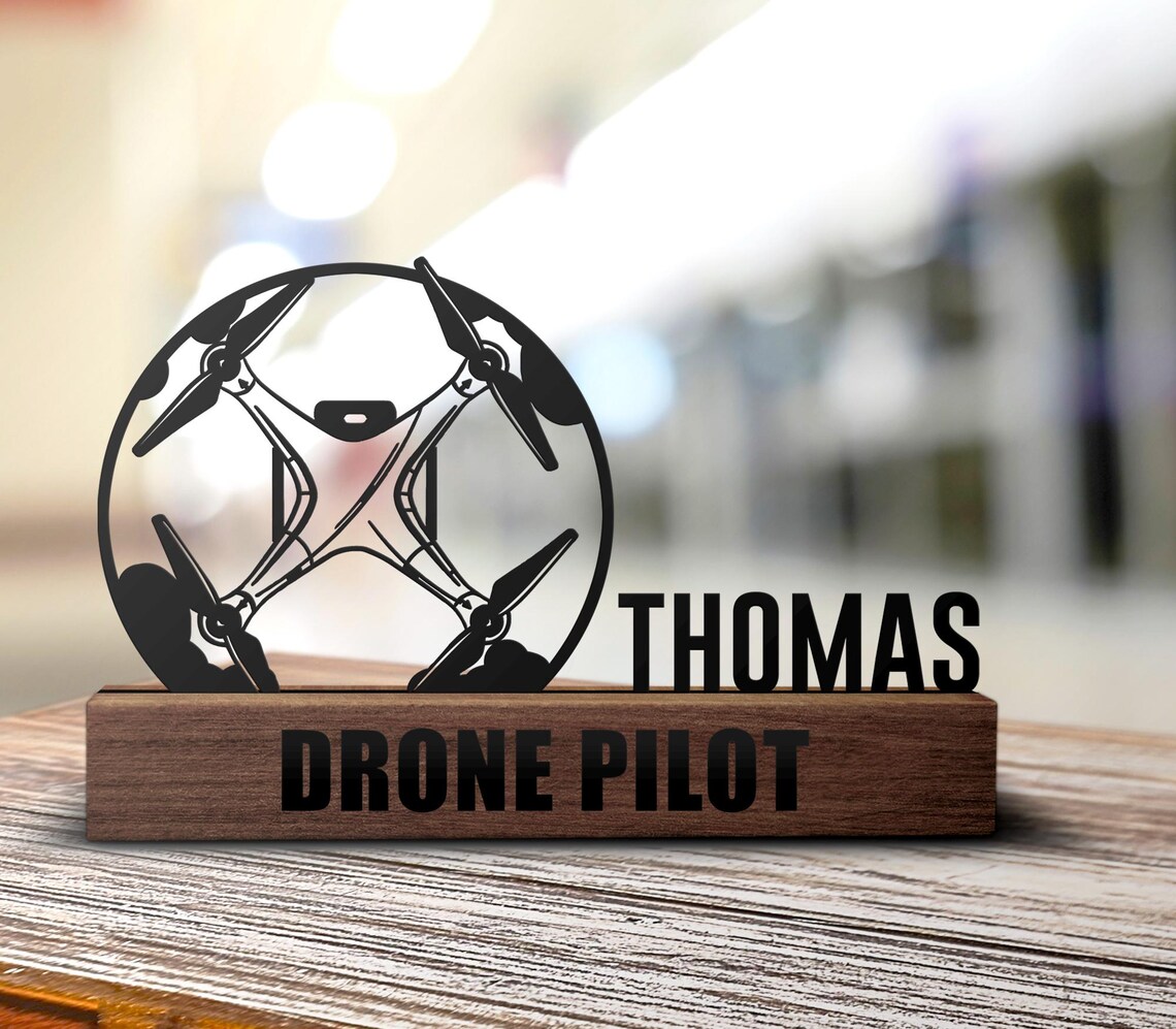 Custom Drone Pilot Desk Name Plate Wedge Personalized Drone Nameplate ...