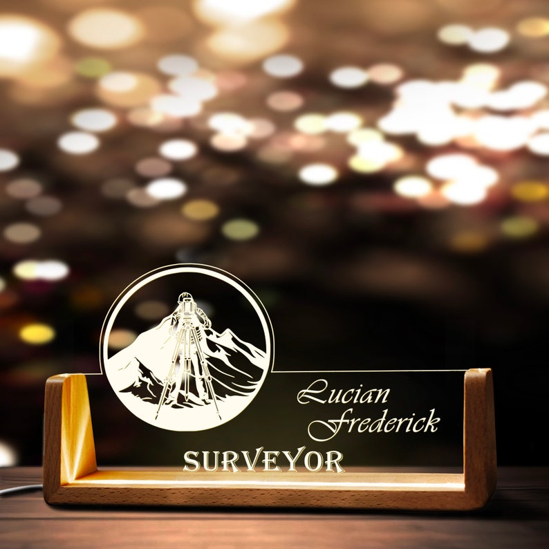 Custom Land Surveyor Desk Name Plate Personalized Construction LED ...