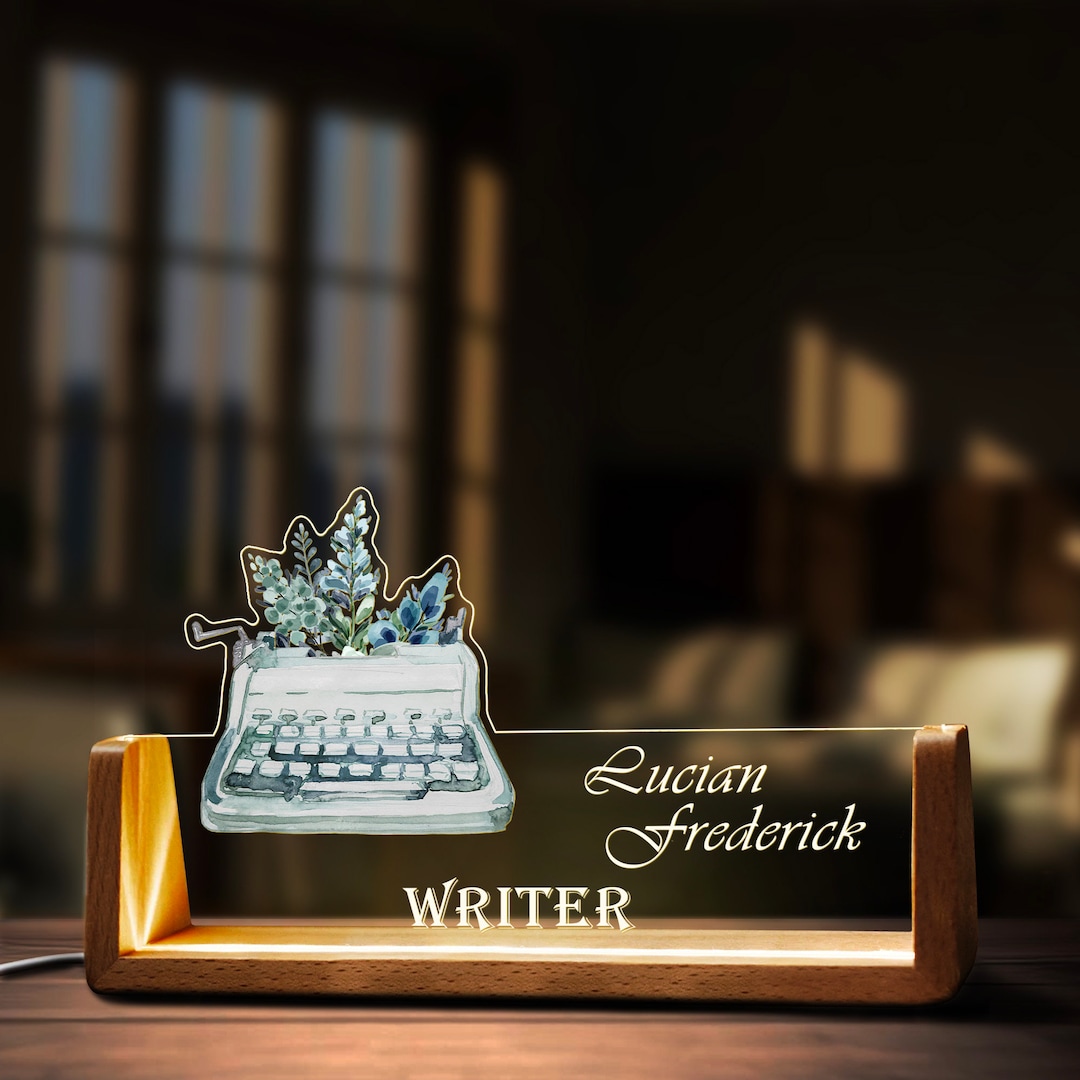 Custom Writer Desk Name Plate Personalized Writing Author LED Light ...