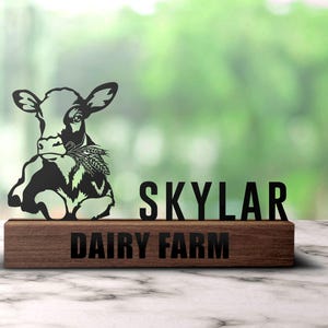 Custom Dairy Cow Desk Name Plate Wedge Personalized Farmhouse Nameplate ...