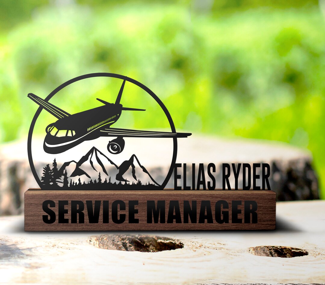 Custom Airplane Desk Name Plate Wedge Personalized Pilot Nameplate ...