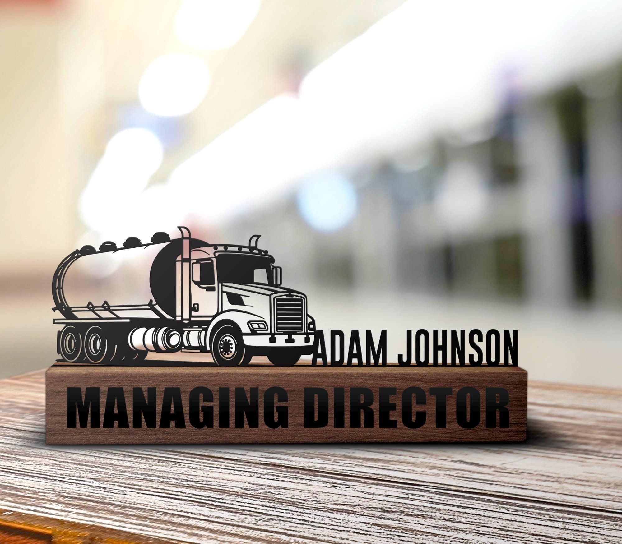 Custom Tank Truck Desk Name Plate Wedge Personalized Fuel Truck ...