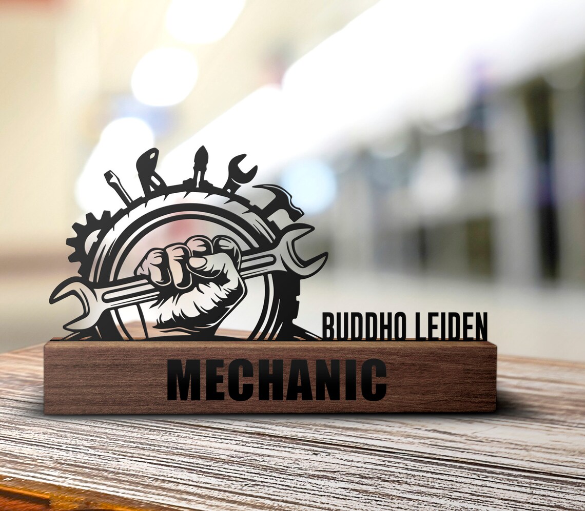 Custom Mechanic Desk Name Plate Wedge Personalized Mechanic Gift ...