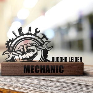 Custom Mechanic Desk Name Plate Wedge Personalized Mechanic Gift ...