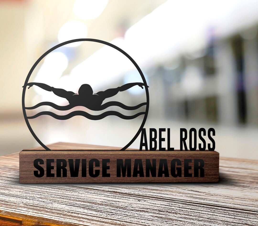 Custom Swimming Desk Name Plate Wedge, Personalized Swim Nameplate ...