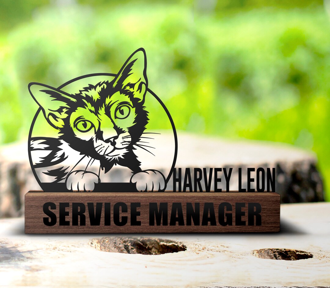 Custom Cute Cat Desk Name Plate Wedge Personalized Funny Kitten ...