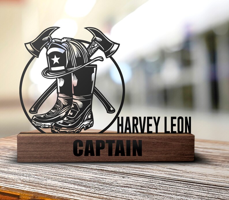 Custom Firefighter Desk Name Plate Wedge Personalized Fireman - Etsy