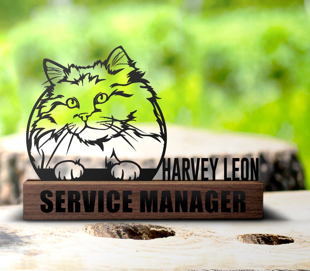 Custom Cute Cat Desk Name Plate Wedge Personalized Funny Kitten ...