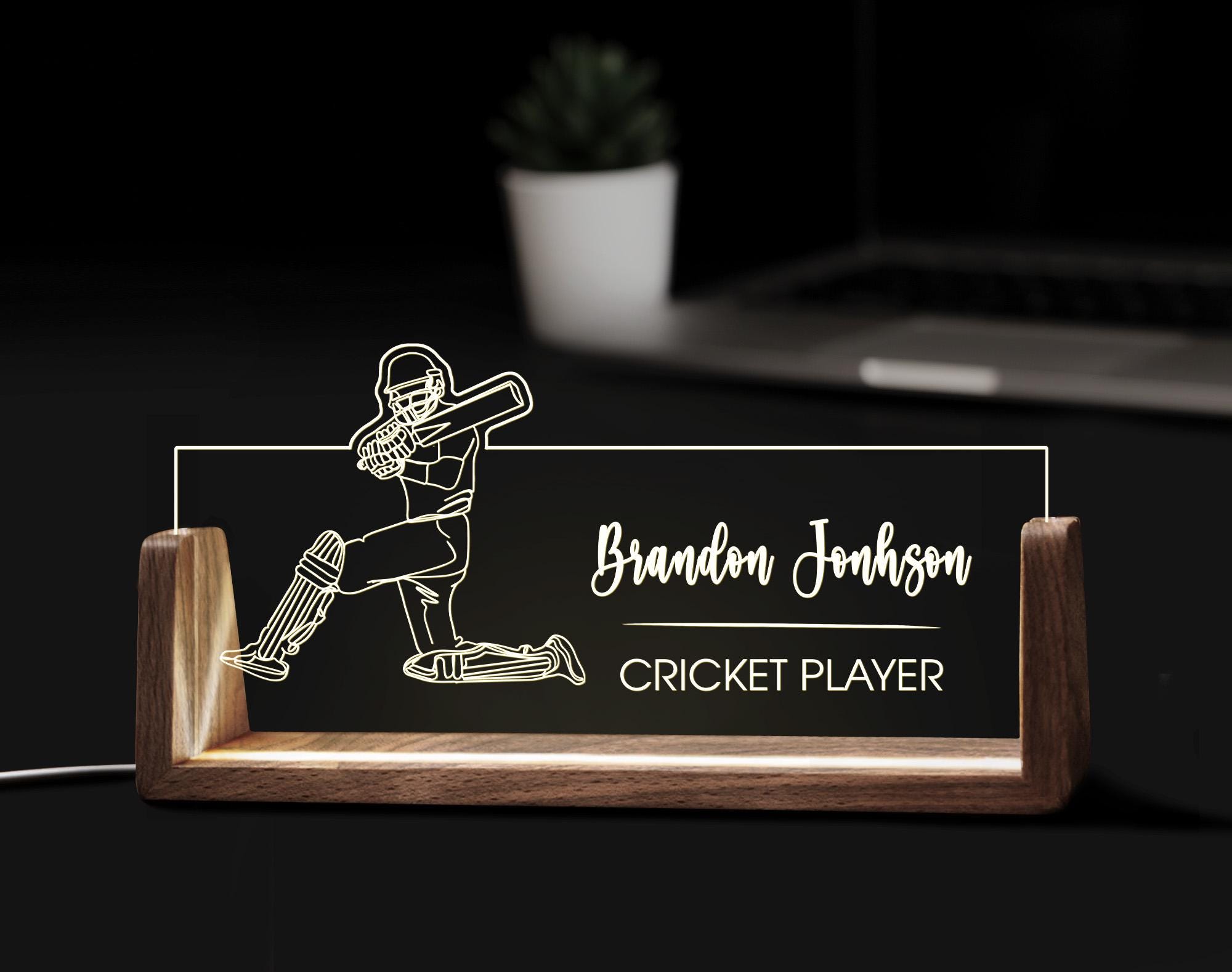 Custom Cricket Player Desk Name Plate Personalized Cricket Lover Gift ...