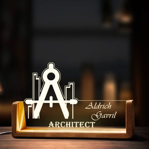 Custom Architect Desk Name Plate Personalized Architecture LED Light ...