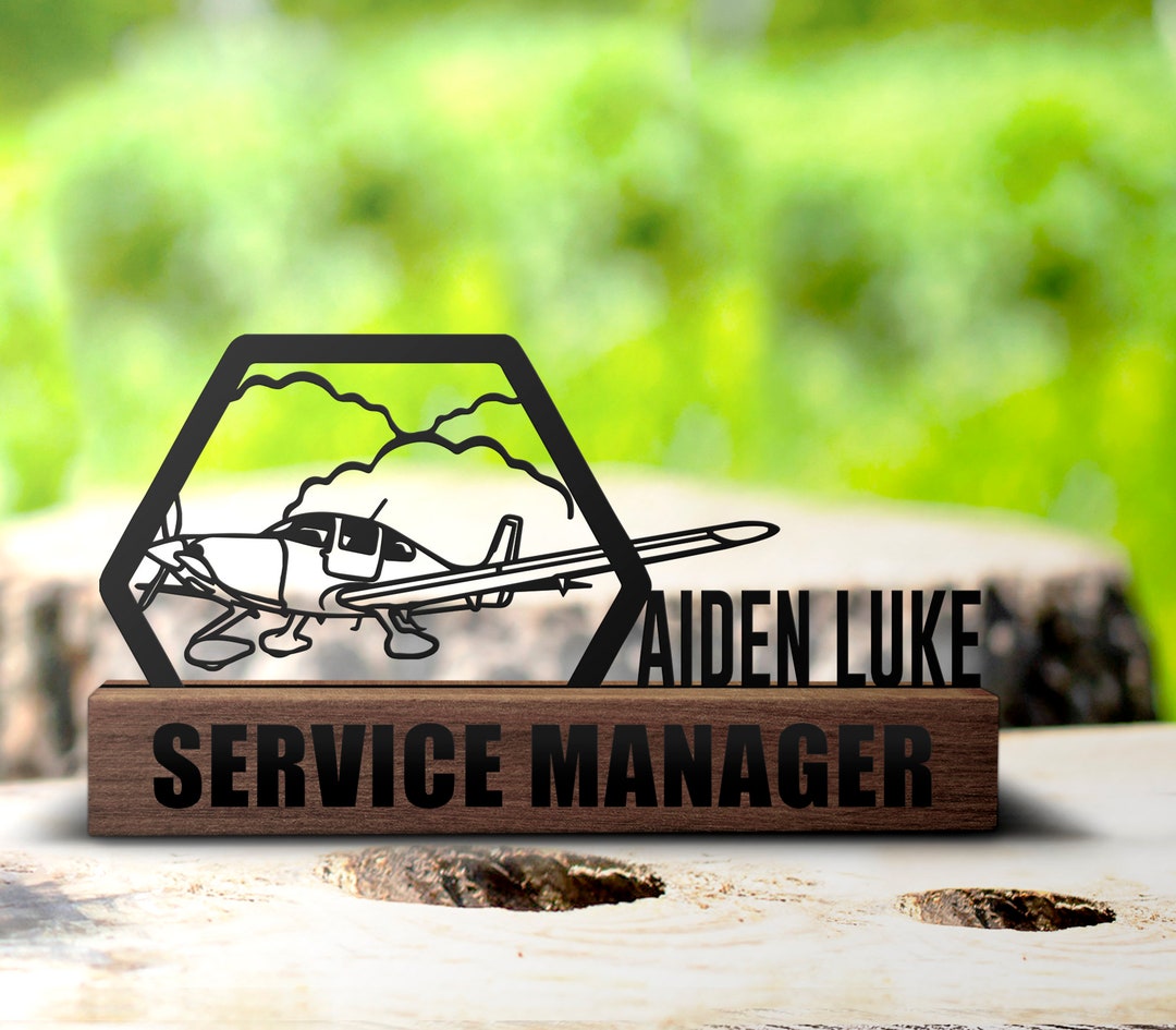 Custom Airplane Desk Name Plate Wedge Personalized Pilot Nameplate ...