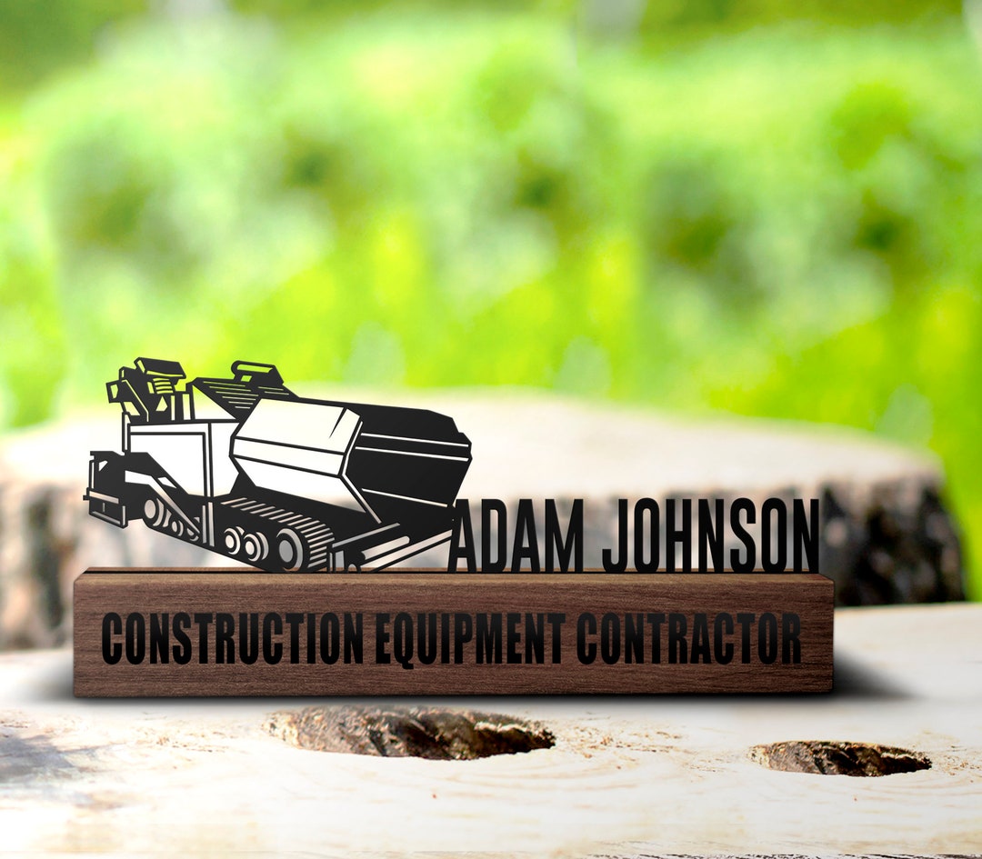 Custom Asphalt Paver Desk Name Plate Wedge Personalized Heavy Equipment ...