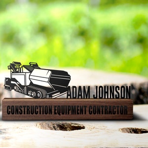 Custom Asphalt Paver Desk Name Plate Wedge Personalized Heavy Equipment ...