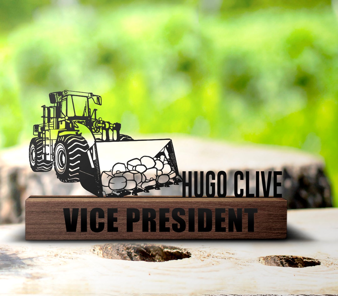 Custom Front End Wheel Loader Desk Name Plate Wedge Personalized ...