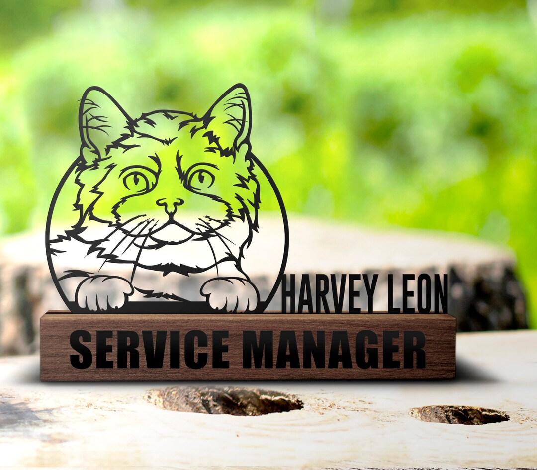 Custom Cute Cat Desk Name Plate Wedge Personalized Funny Kitten ...