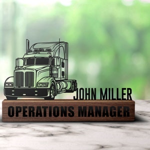 Custom Semi Truck Driver Desk Name Plate Wedge Personalized Big Rig ...