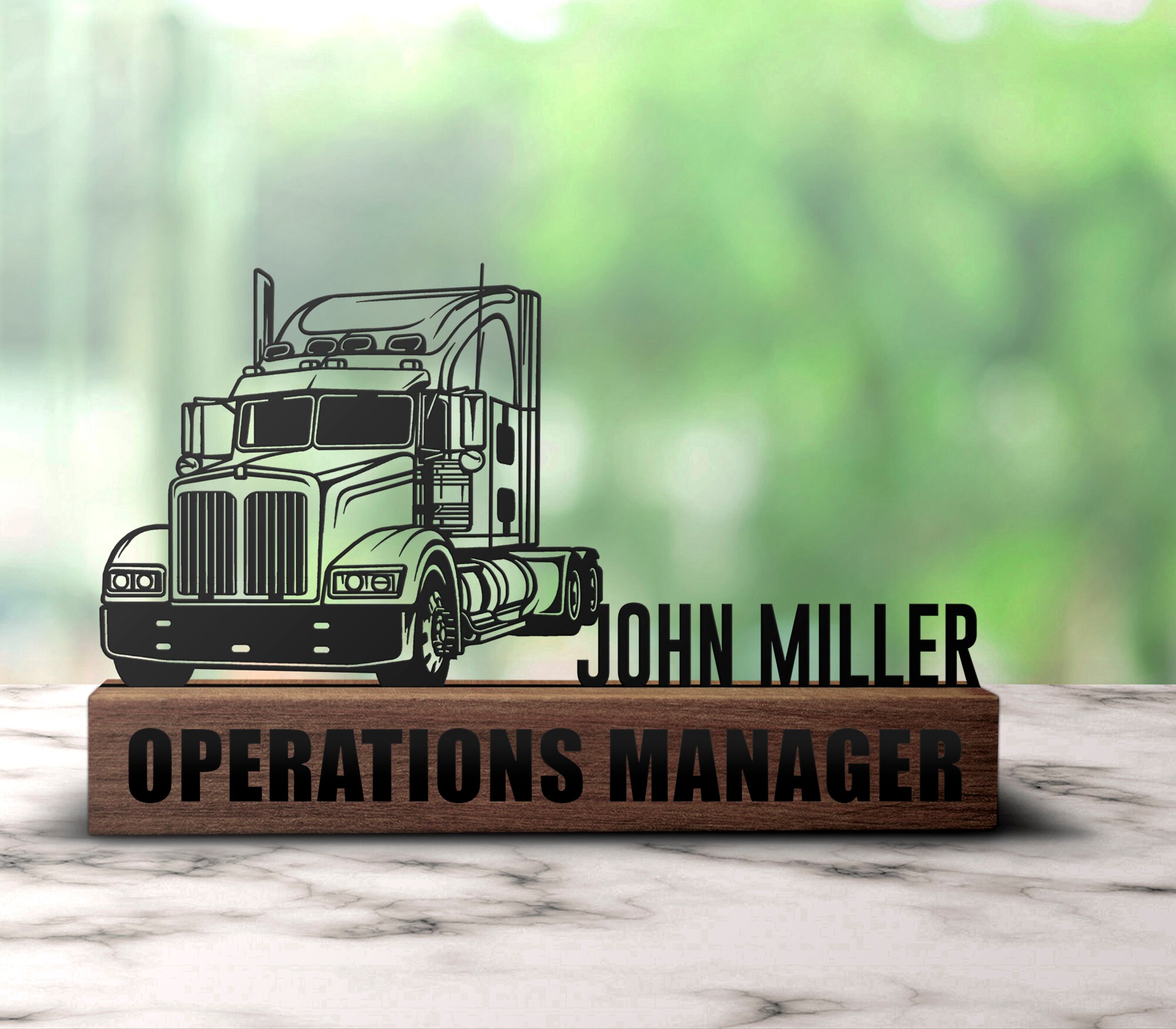 Custom Semi Truck Driver Desk Name Plate Wedge Personalized Big Rig ...