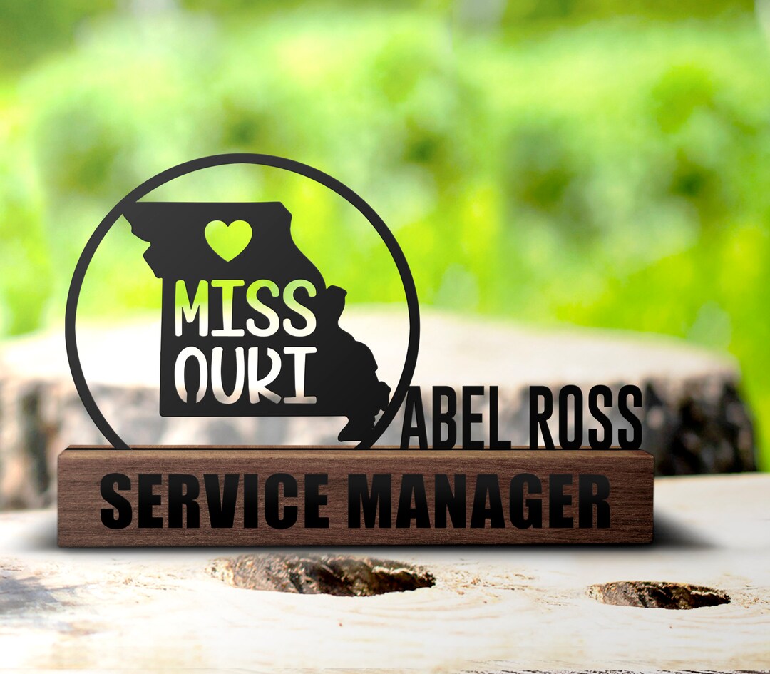 Custom Missouri Map Desk Name Plate Wedge, Personalized Born in ...