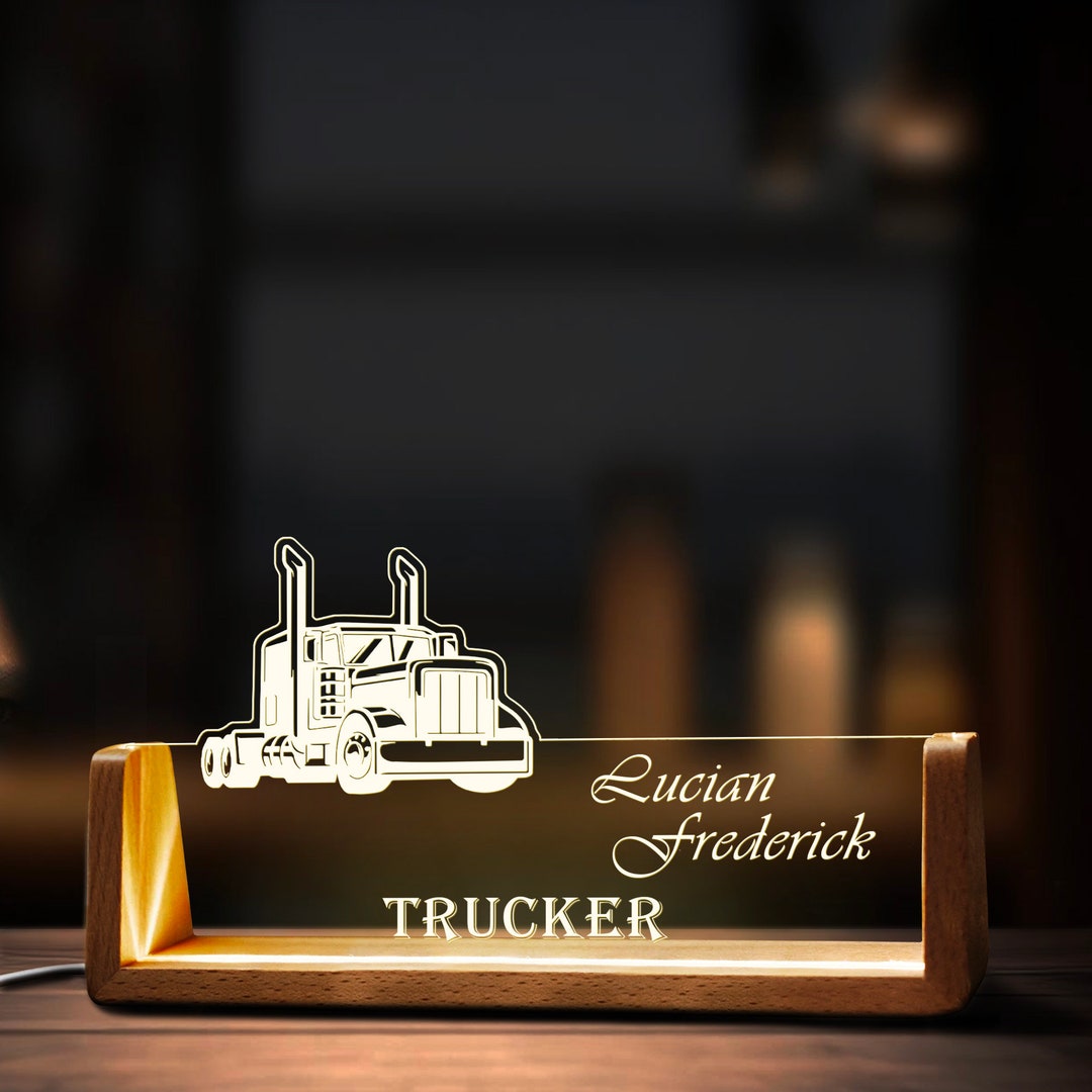 Custom Trucker Desk Name Plate Personalized Logistic Truck Driver LED ...