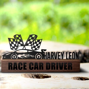 Custom Race Car Driver Desk Name Plate Wedge Personalized Racing ...