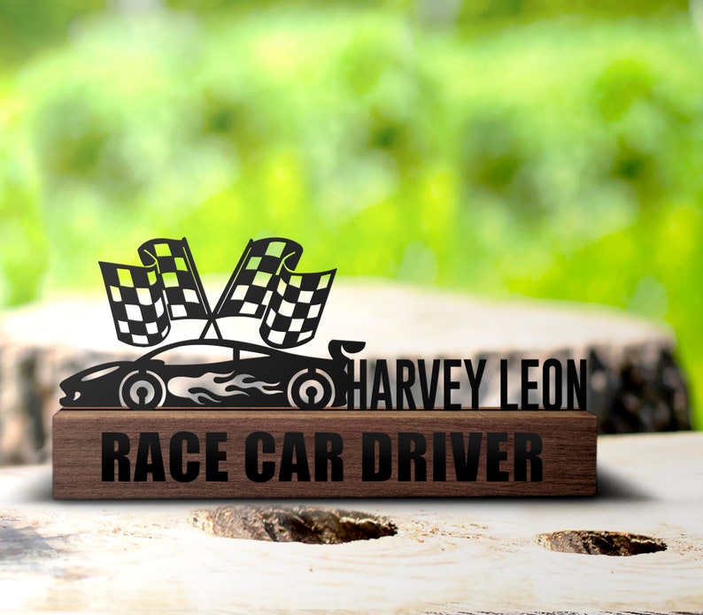 Custom Race Car Driver Desk Name Plate Wedge Personalized - Etsy