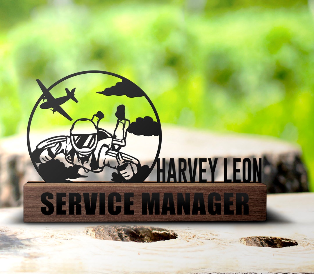 Custom Sky Dive Desk Name Plate Wedge Personalized Skydiving Nameplate ...