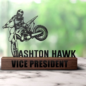 Custom Motocross Biker Desk Name Plate Wedge Personalized Dirt Bike ...