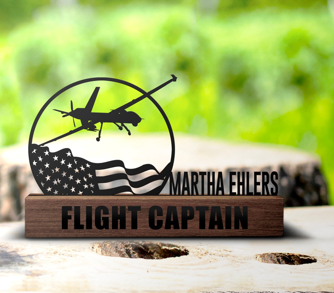 Custom Military Aircraft Desk Name Plate Wedge Personalized Pilot ...