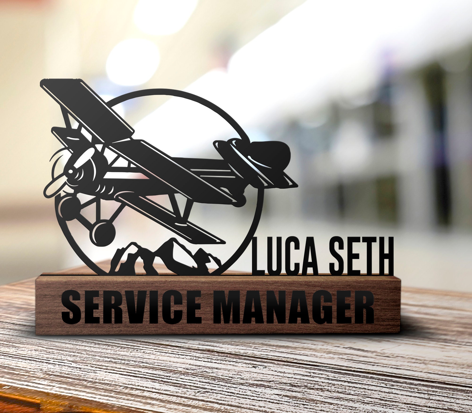 Custom Airplane Desk Name Plate Wedge Personalized Pilot - Etsy