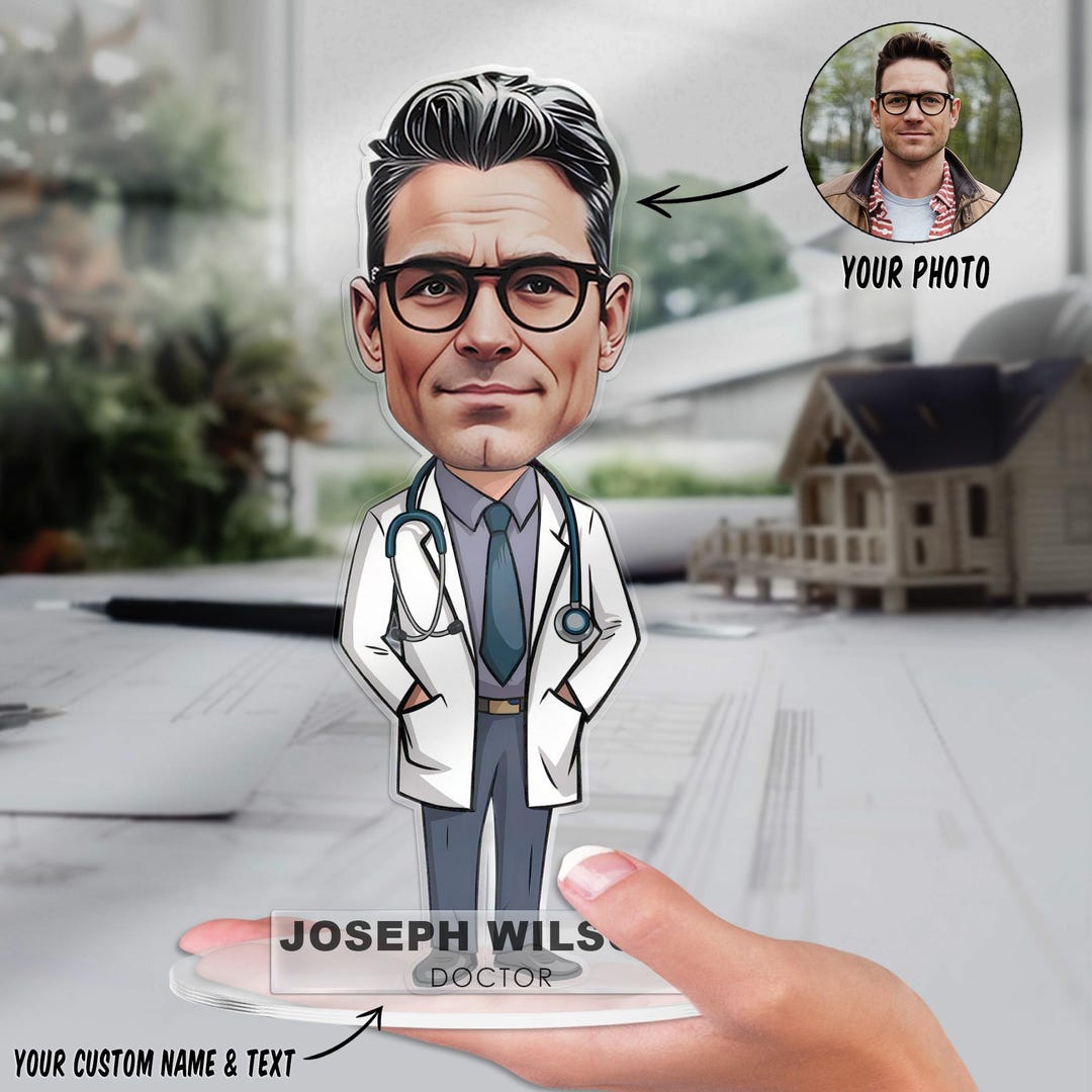 Custom Doctor Figurine Trinket Caricature Portrait Desk Name Plate ...