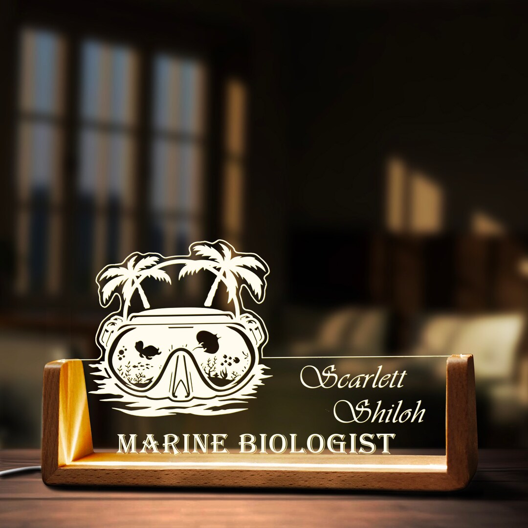 Custom Marine Biologist Desk Name Plate Personalized Marine Life LED ...