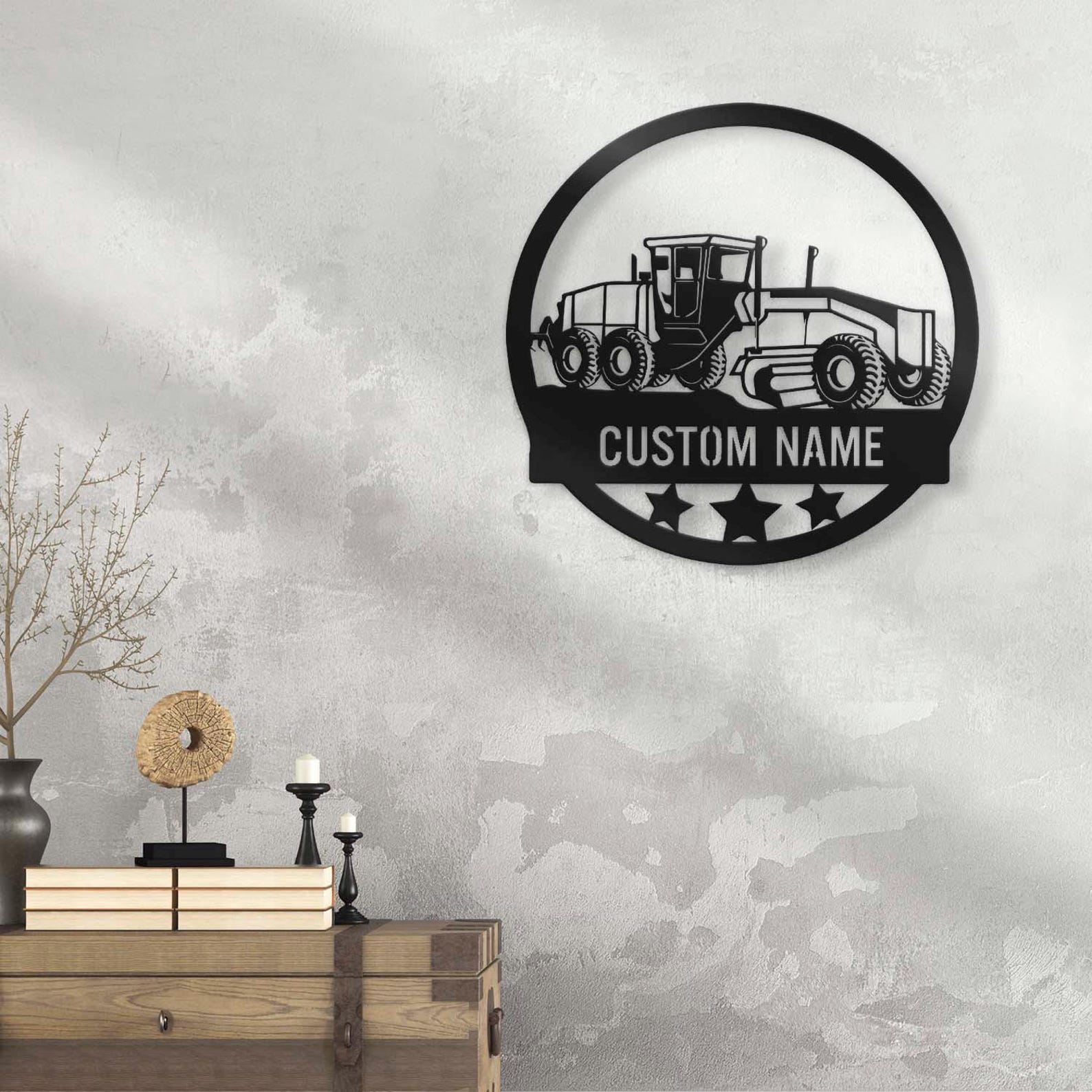 Custom Road Grader Metal Wall Art LED Light Personalized Heavy ...