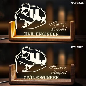 Custom Civil Engineer Desk Name Plate Personalized Engineering LED ...