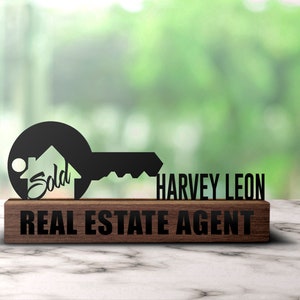 Custom Real Estate Agent Desk Name Plate Wedge Personalized Real Estate ...