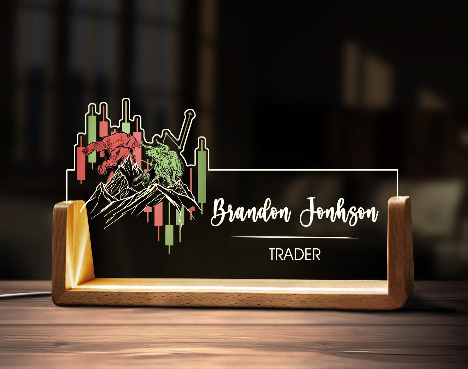 Custom Trader Desk Name Plate, Personalized Investor Acrylic Desk Sign ...