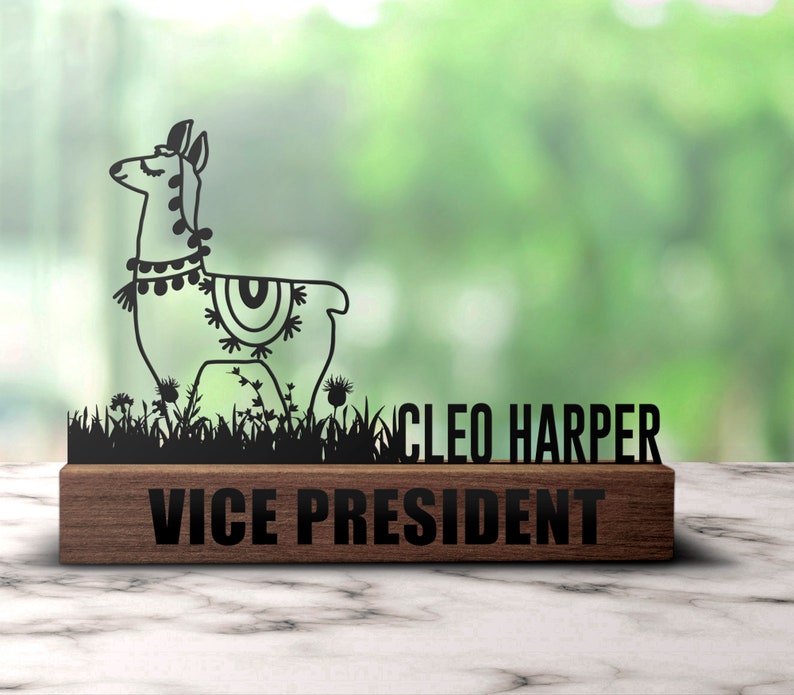 Custom Llama Desk Name Plate Wedge, Personalized Alpaca Farmhouse ...