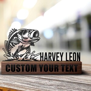 Custom Bass Fish Desk Name Plate Wedge Personalized Fisher Nameplate ...
