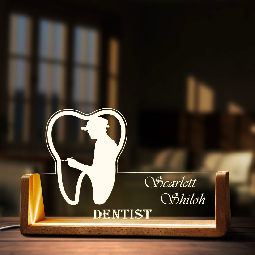 Custom Dentist Desk Name Plate Personalized Dentist Gift LED Light ...