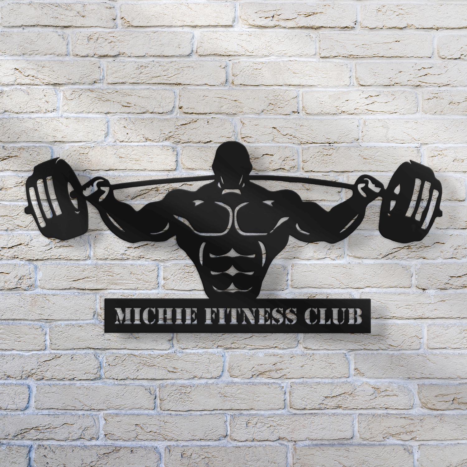 Custom Powerlifting Workout Metal Wall Art LED Light Personalized ...